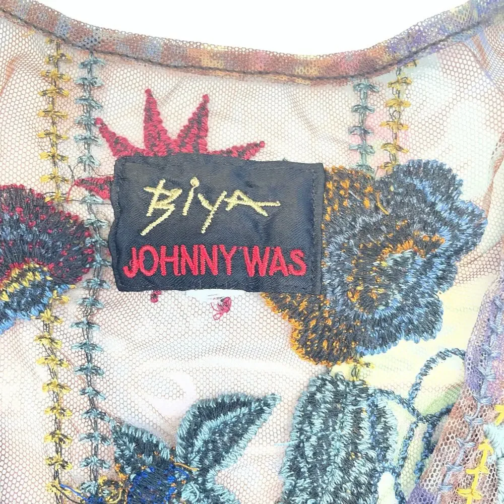 Johnny Was | Dresses | Johnny Was Biya Embroidered Mesh Maxi Dusty ...